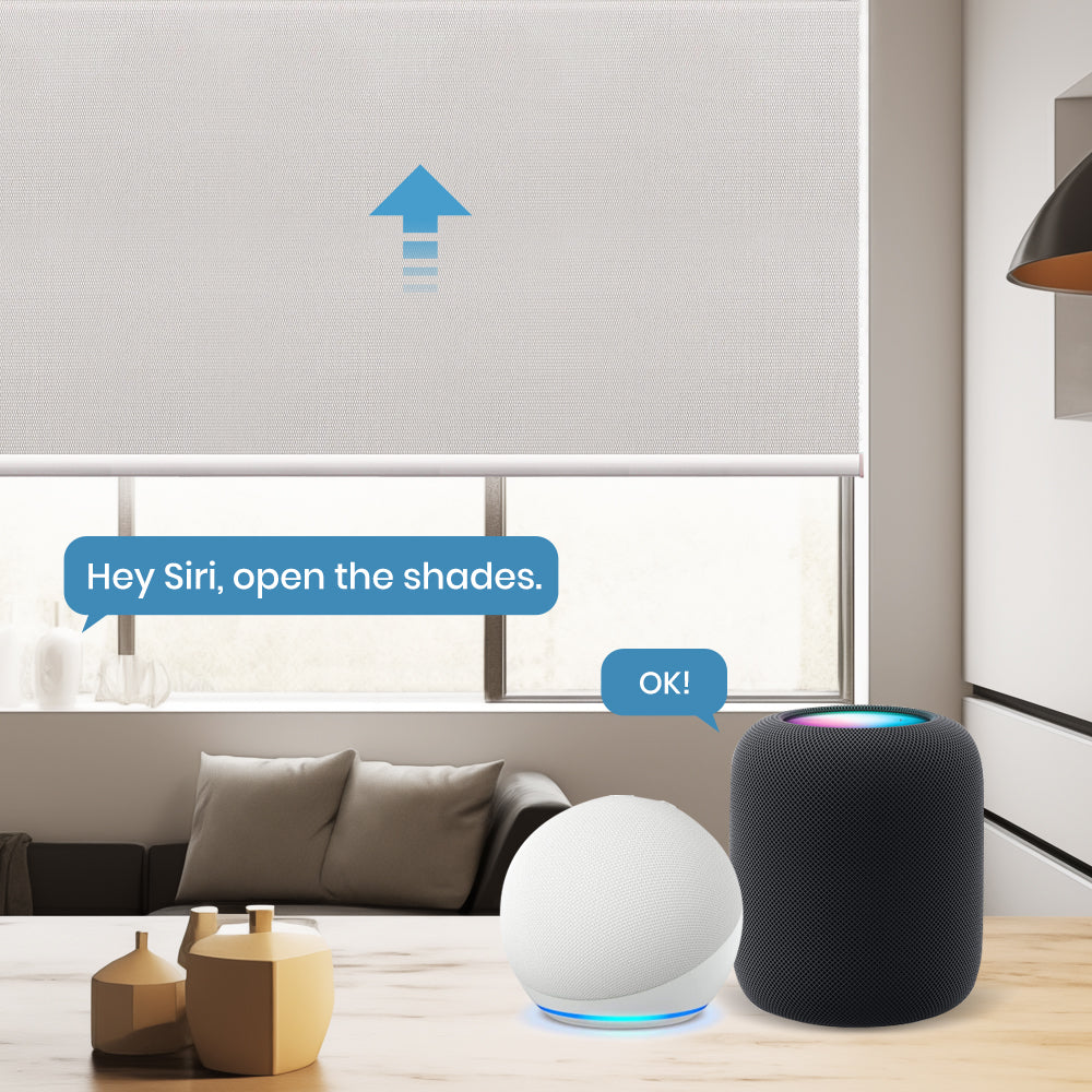 SmartWave Motorized Roller Shades 100% Blackout Linen