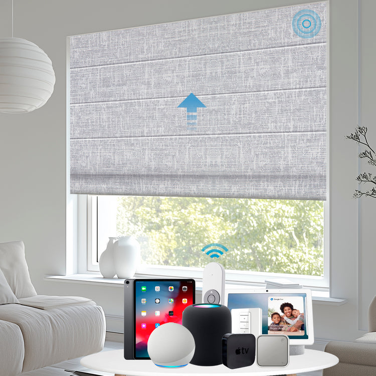 Custom Motorized Roman Shades | Smart Fabric Blinds | SmartWave