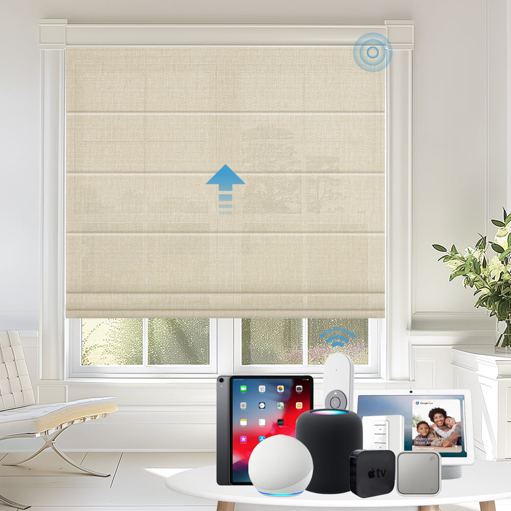 SmartWave Motorized Cordless Roman Shades 40% Blackout Panorama