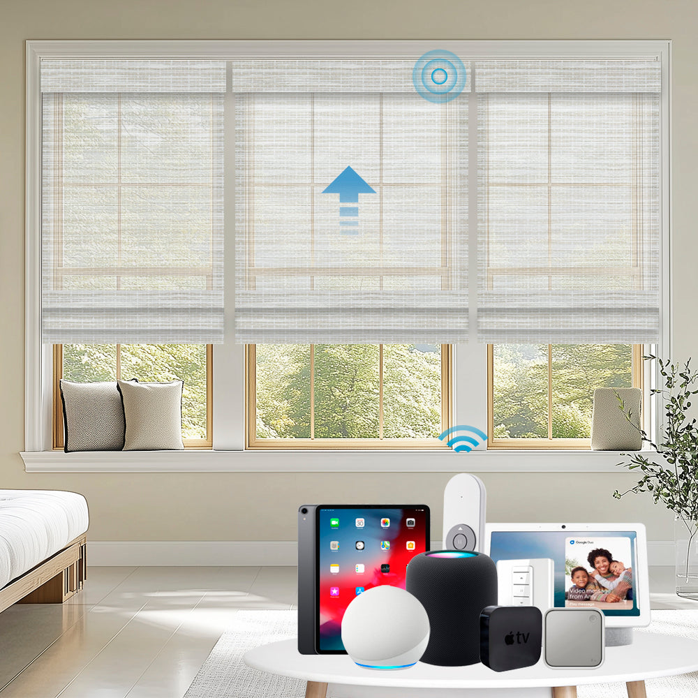 SmartWave Motorized Woven Wood Bamboo&Paper Shades Renew