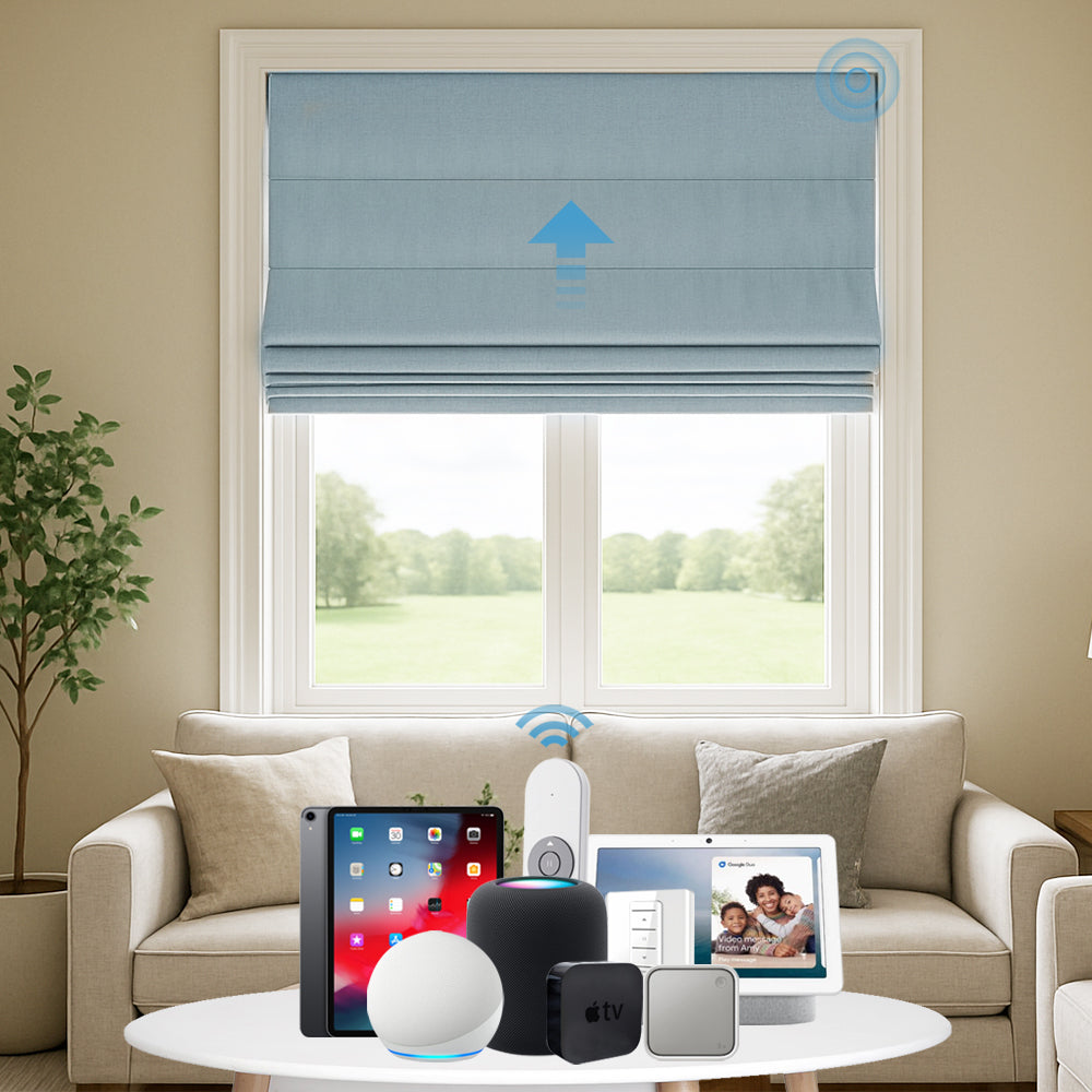 SmartWave Motorized Plain Fold Roman Shades 85% Blackout Vogue