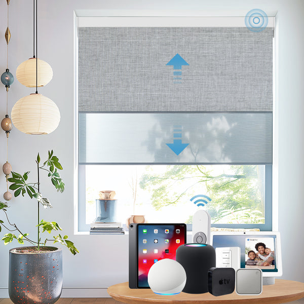 SmartWave Motorized Dual Roller Shades 100% Blackout & Light Filtering