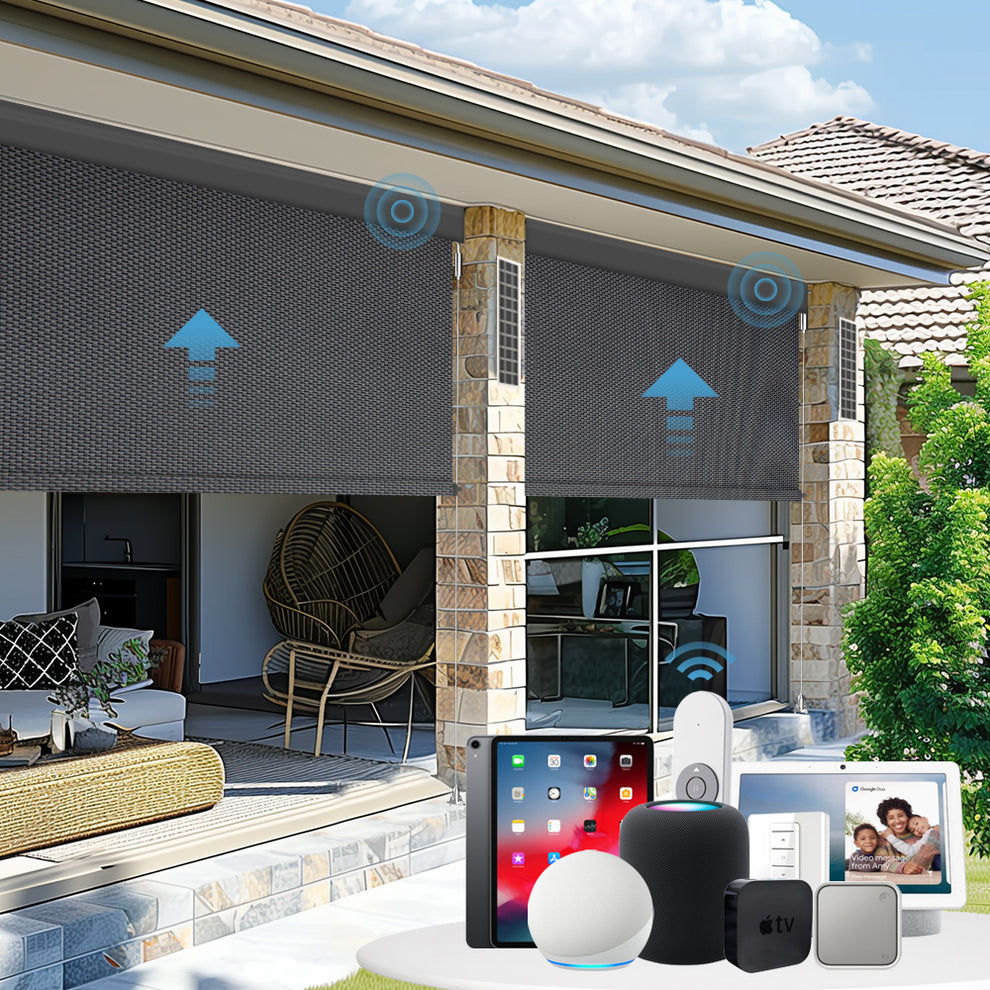 SmartWave Motorized Sunscreen Outdoor Shades 0%&1%&3%&5% Openness