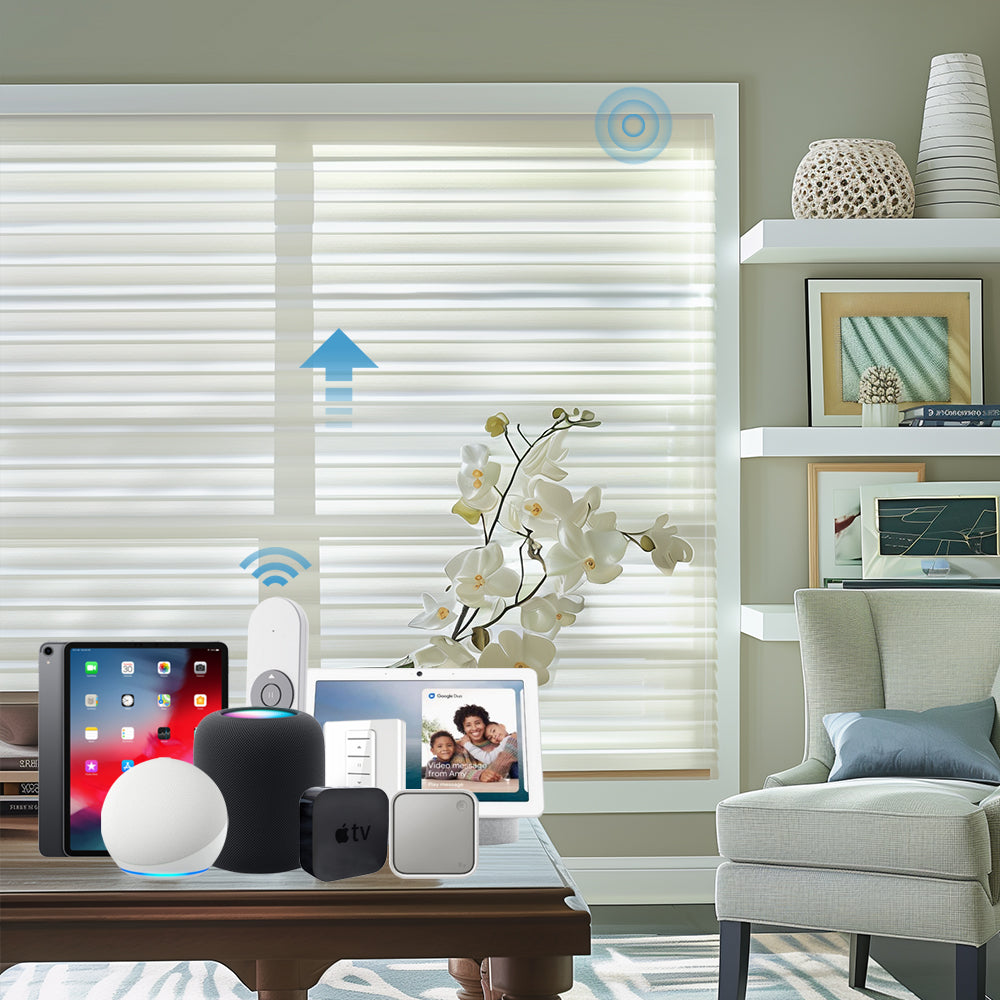 SmartWave Motorized Shangri-La Sheer Shades 80% Blackout Luxe