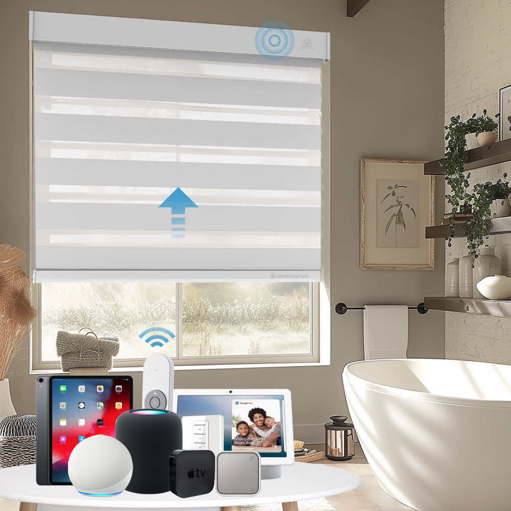 SmartWave Motorized Translucent Zebra Shades 75% Blackout 3.1 Inches G