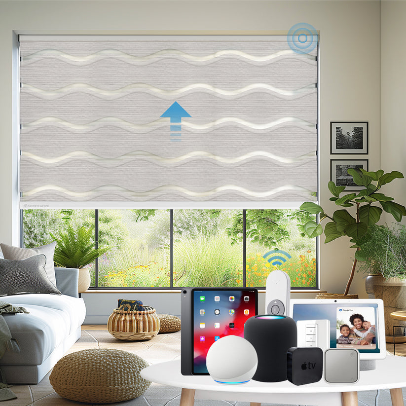 SmartWave Motorized Translucent Zebra Shades 70% Blackout 3D Artistic