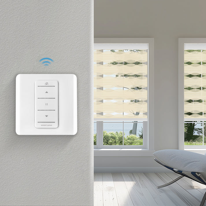 SmartWave Motorized Translucent Zebra Shades 70% Blackout 3D Artistic